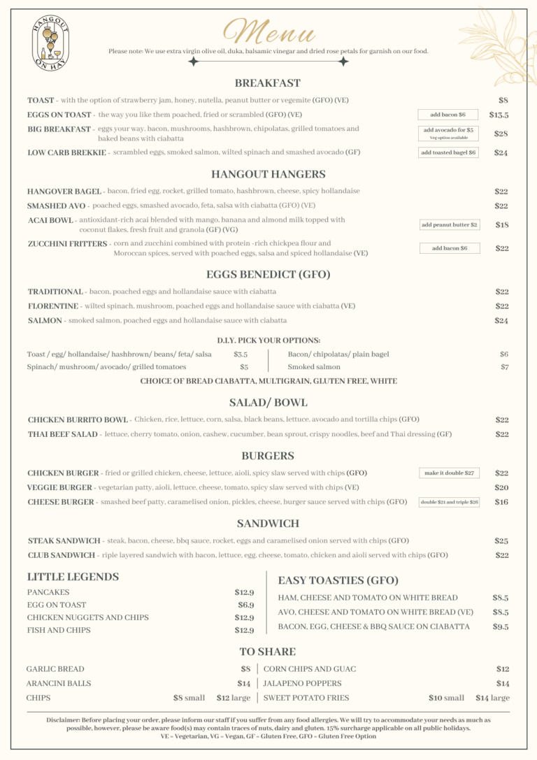 Menu – Hangout On Hay